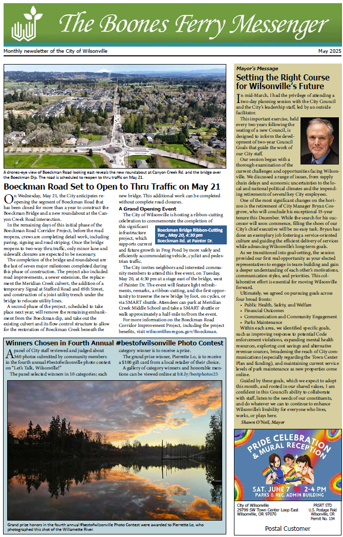 May 2025 Boones Ferry Messenger | City of Wilsonville Oregon