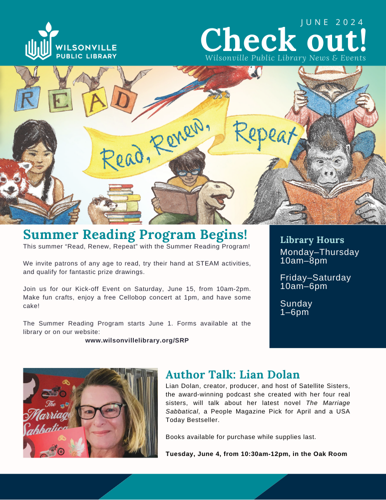 June 2024 Wilsonville Library Newsletter | City of Wilsonville Oregon