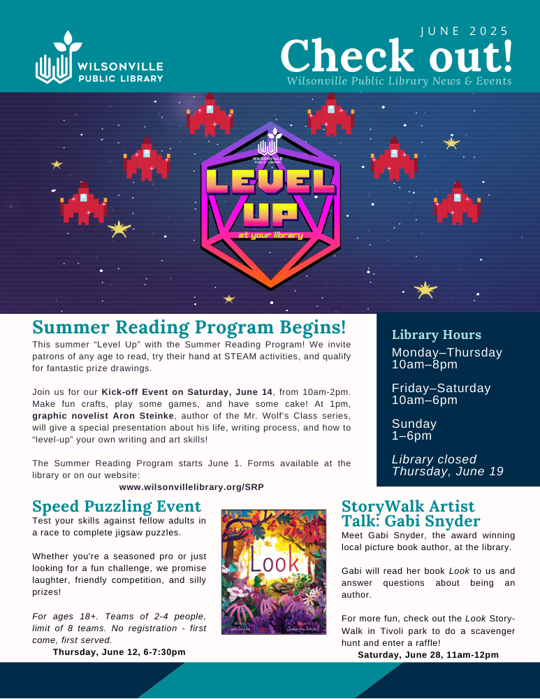 June 2025 Wilsonville Library Newsletter | City of Wilsonville Oregon