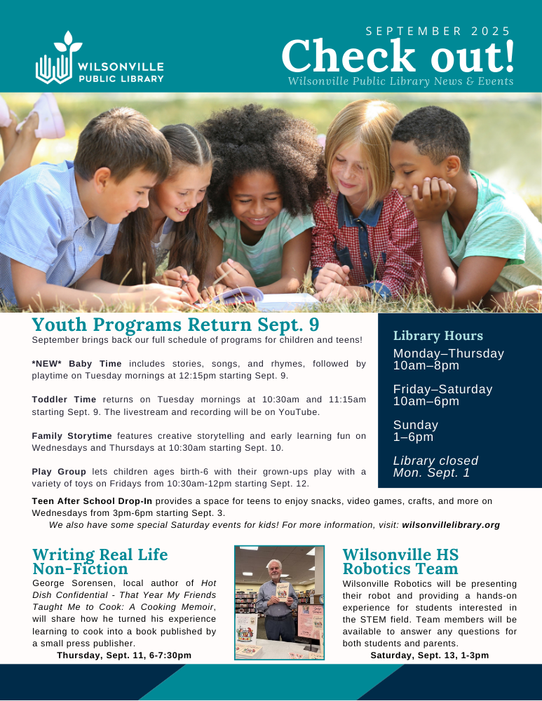 September 2025 Wilsonville Library Newsletter | City of Wilsonville Oregon