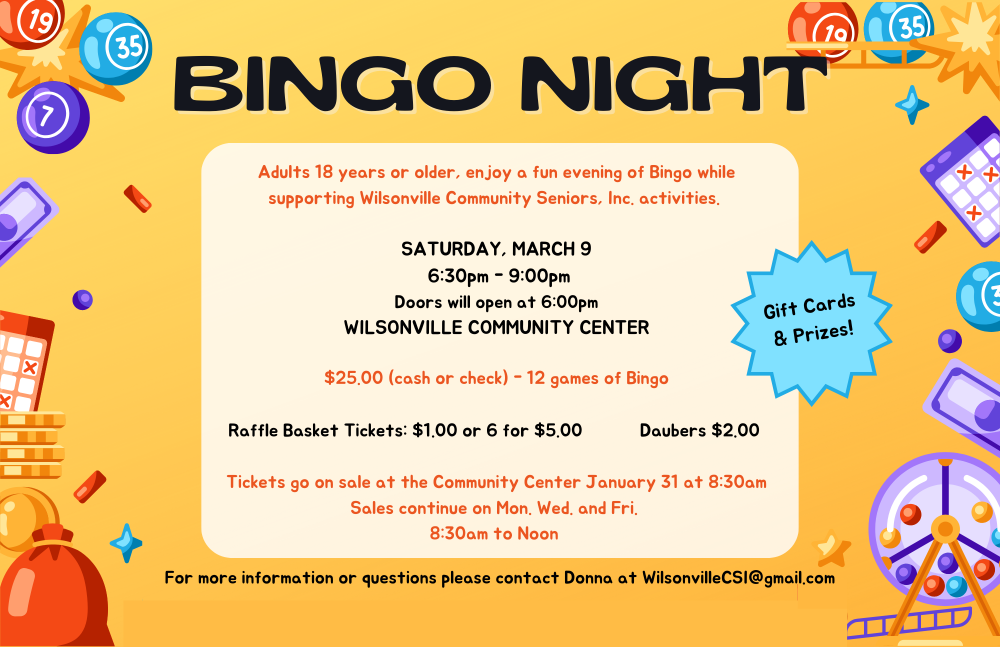 Bingo Night | City of Wilsonville Oregon