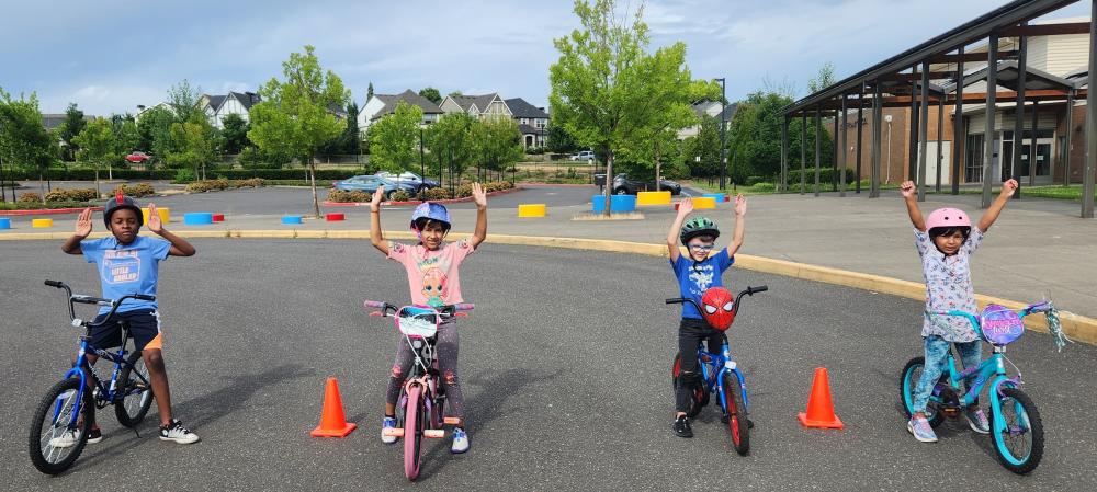children biking